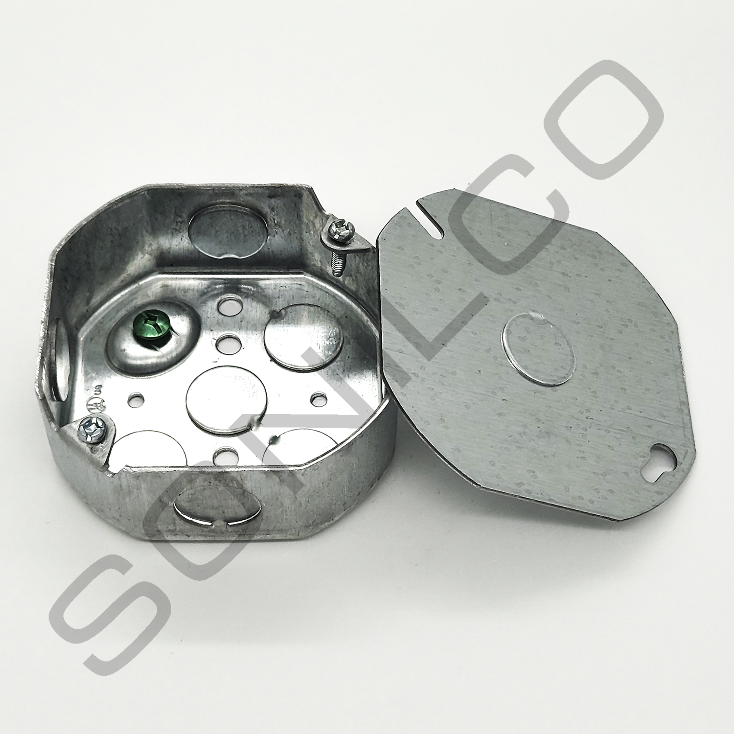 4x4x1.5in Octagon Box 2 Gang with Knockouts for 3/8 fitting Ground ...